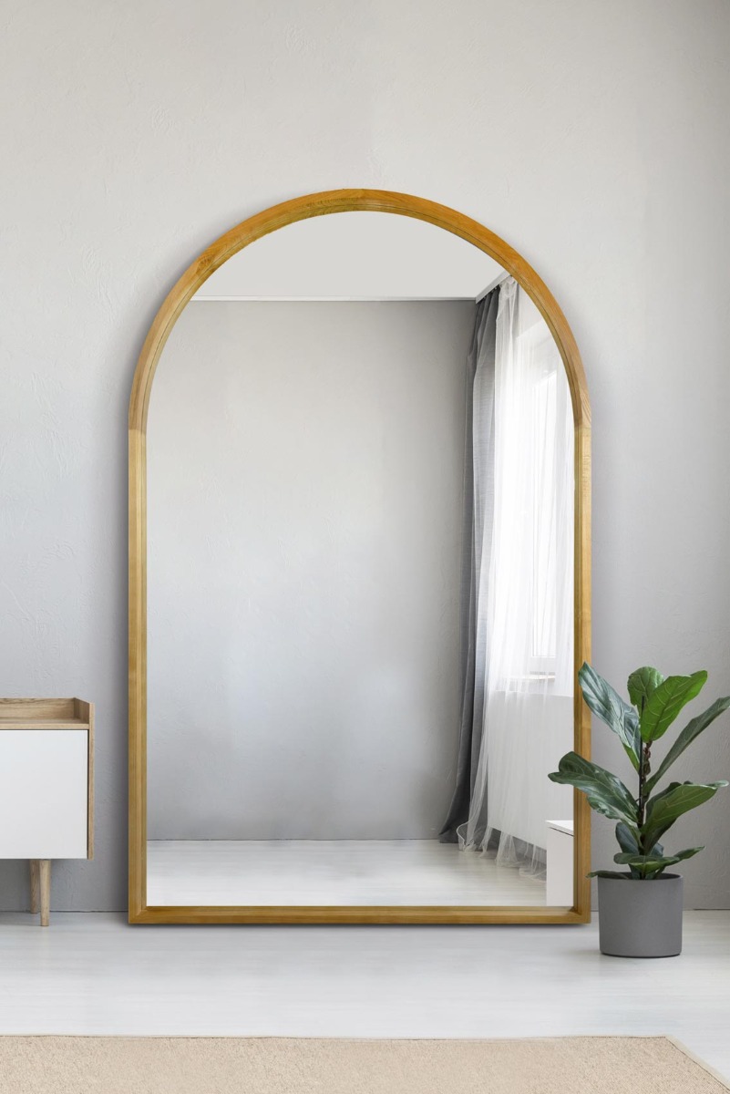 The Naturalis - Solid Oak Framed Arched Leaner / Wall Mirror 75" X 47 ...