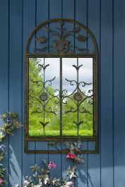 Large Rustic Scroll Garden Outdoor Wall Mirror 4Ft3 X 2Ft4, 130cm X 70cm