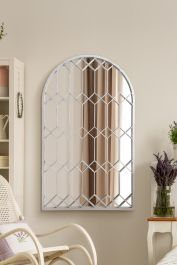 The Arcus - 'Off' White Metal Framed Arched Leaner or Wall Mirror 49" X ...