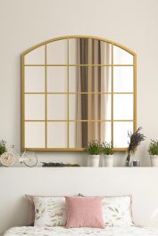 The Arcus - Gold Framed Arched Window Leaner/Wall Mirror 39" X 39 ...