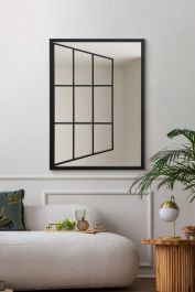 The Aperta - Black Metal Open Window Modern Wall Mirror 31" X 23" (80CM ...