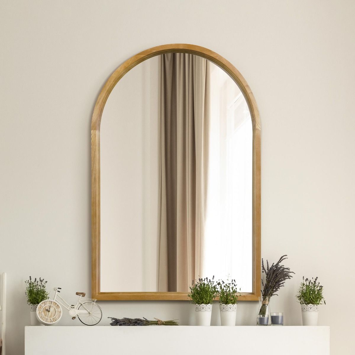 The Naturalis Solid Oak Framed Arched Leaner Wall Mirror 47 X 31 120CM X 80CM Scandinavian Scandi Inspired
