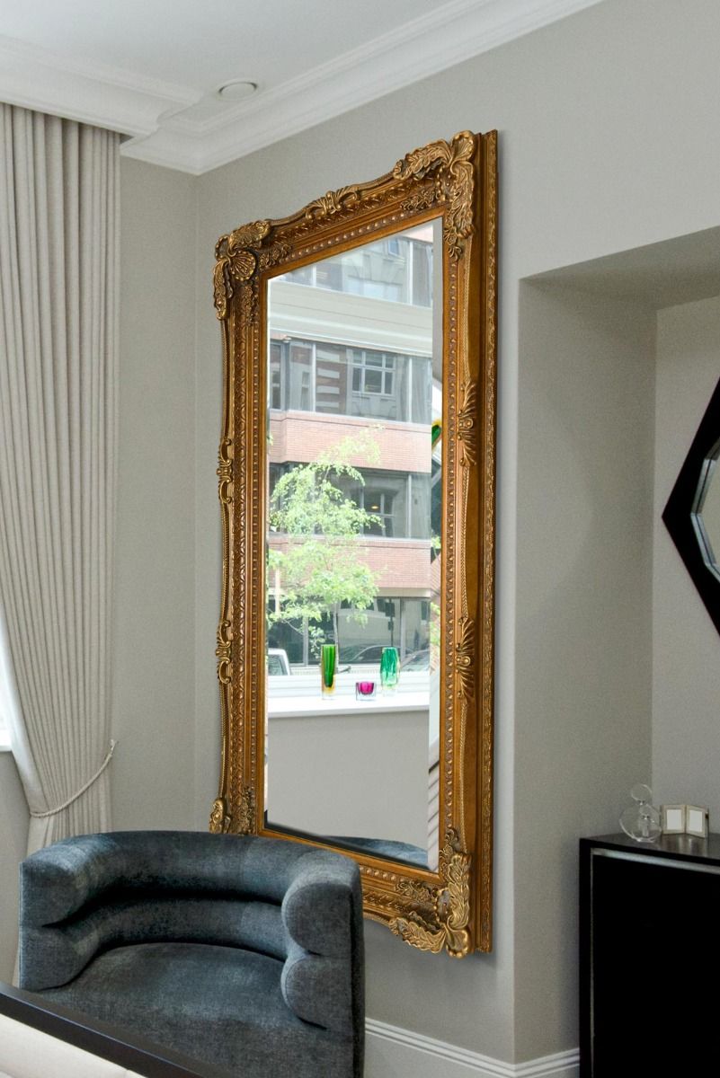 Large Gold Decorative Antique Style Wall Mirror New Rectangle 6Ft X 3Ft 175x89cm