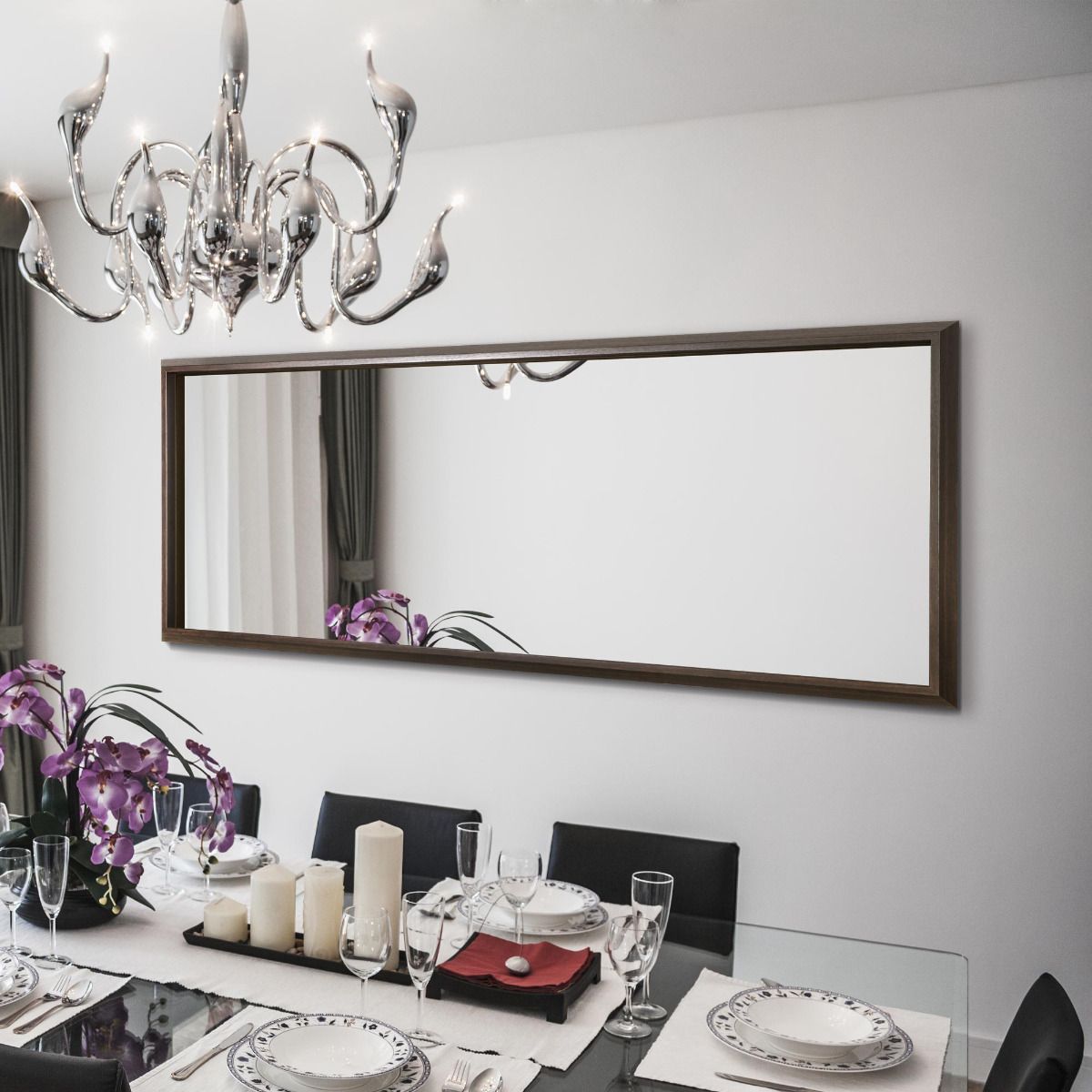 Silver mirror dining table store