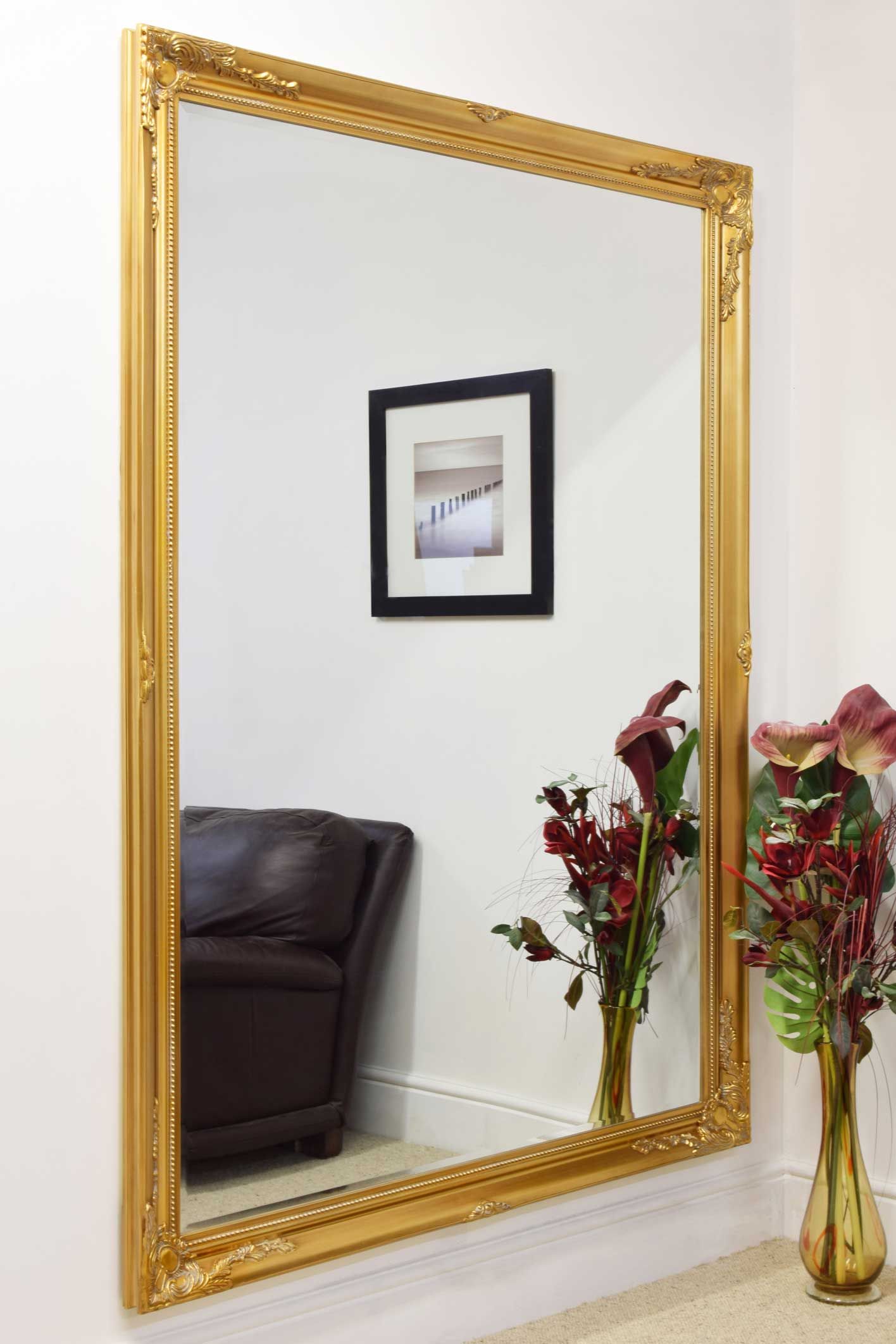 Extra Large Classic Ornate Styled Gold Mirror 6Ft7 X 4Ft7, 201cm X 140cm