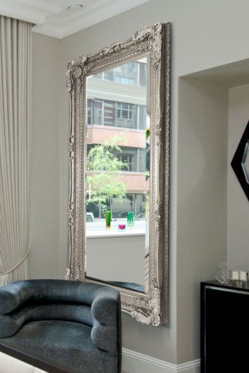 Carved Louis Silver Large Leaner Mirror 179 x 118 CM