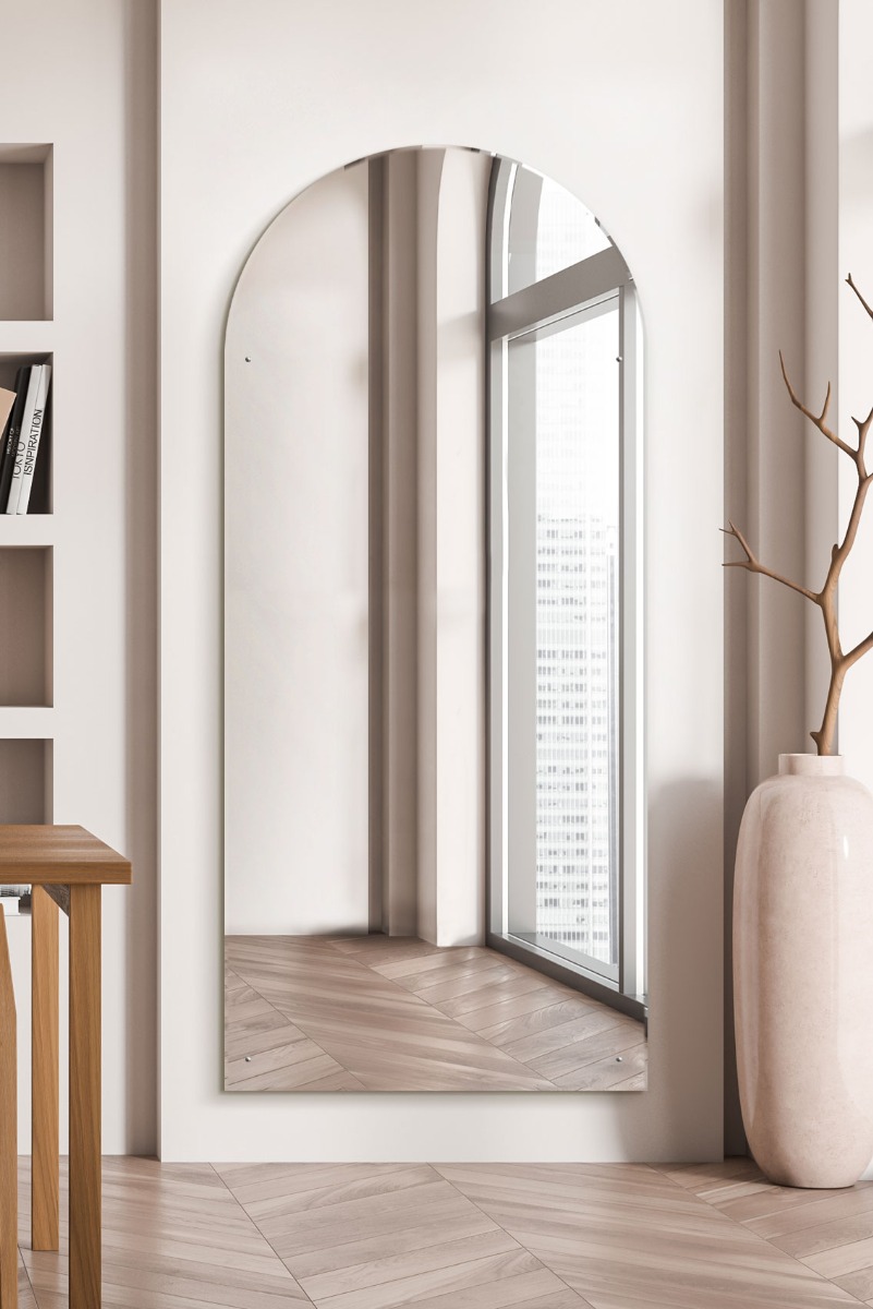 Circuitt 4mm Sheet Arched Mirror Glass Polished Edges with 4 Holes 180 ...