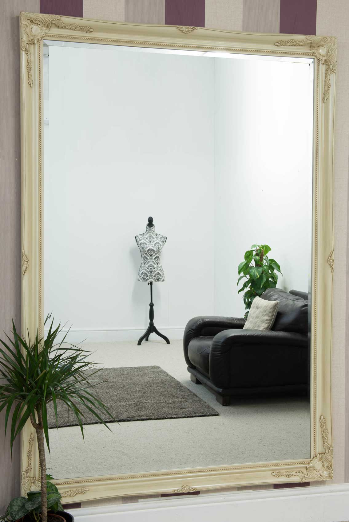 Extra Large Full Length Classic Ornate Ivory Mirror 6Ft7 X 4Ft7 201cm X ...