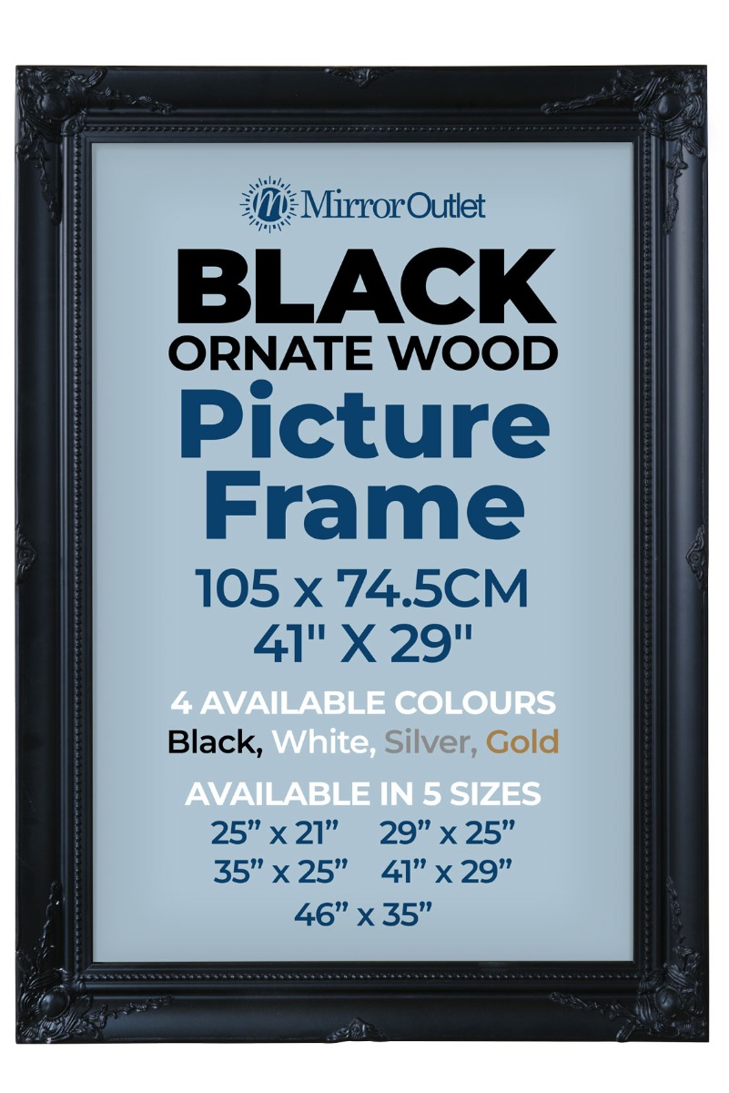 The Antiquitus - Ornate Swept Black Picture Frame 41" X 29" (105 x 74 ...