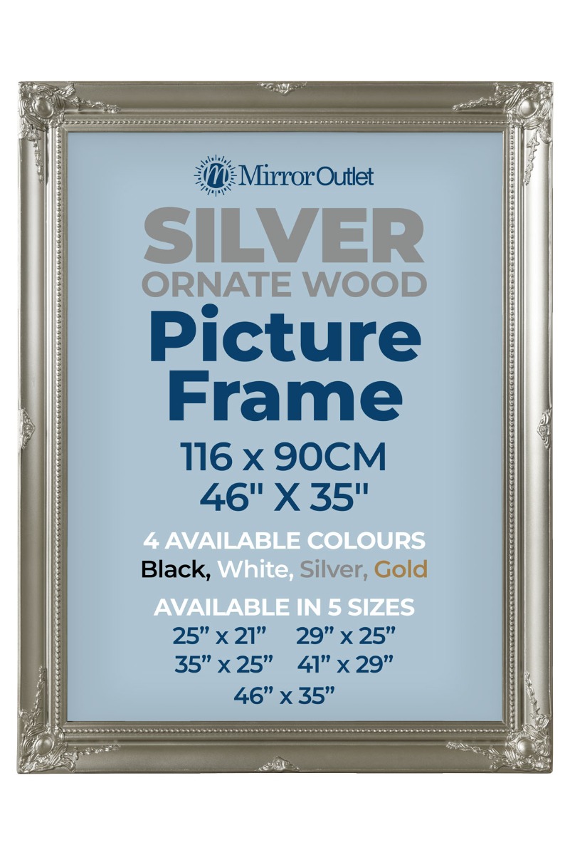 The Antiquitus - Ornate Swept Silver Picture Frame 46" X 35" (116 x ...