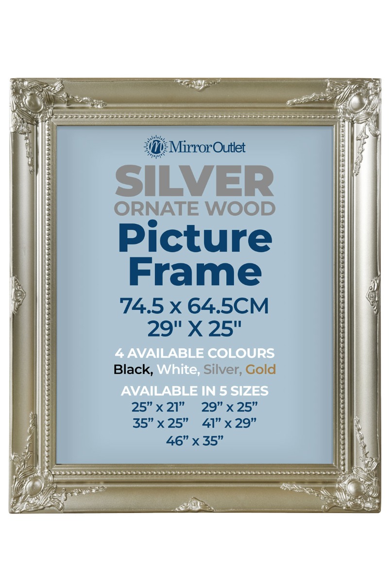 The Antiquitus - Ornate Swept Silver Picture Frame 29" X 25" (74.5 x 64 ...