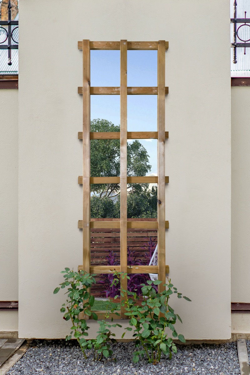 The Trellis Garden Mirror - Large Wooden Wall Fence or Leaner Mirror 71 ...